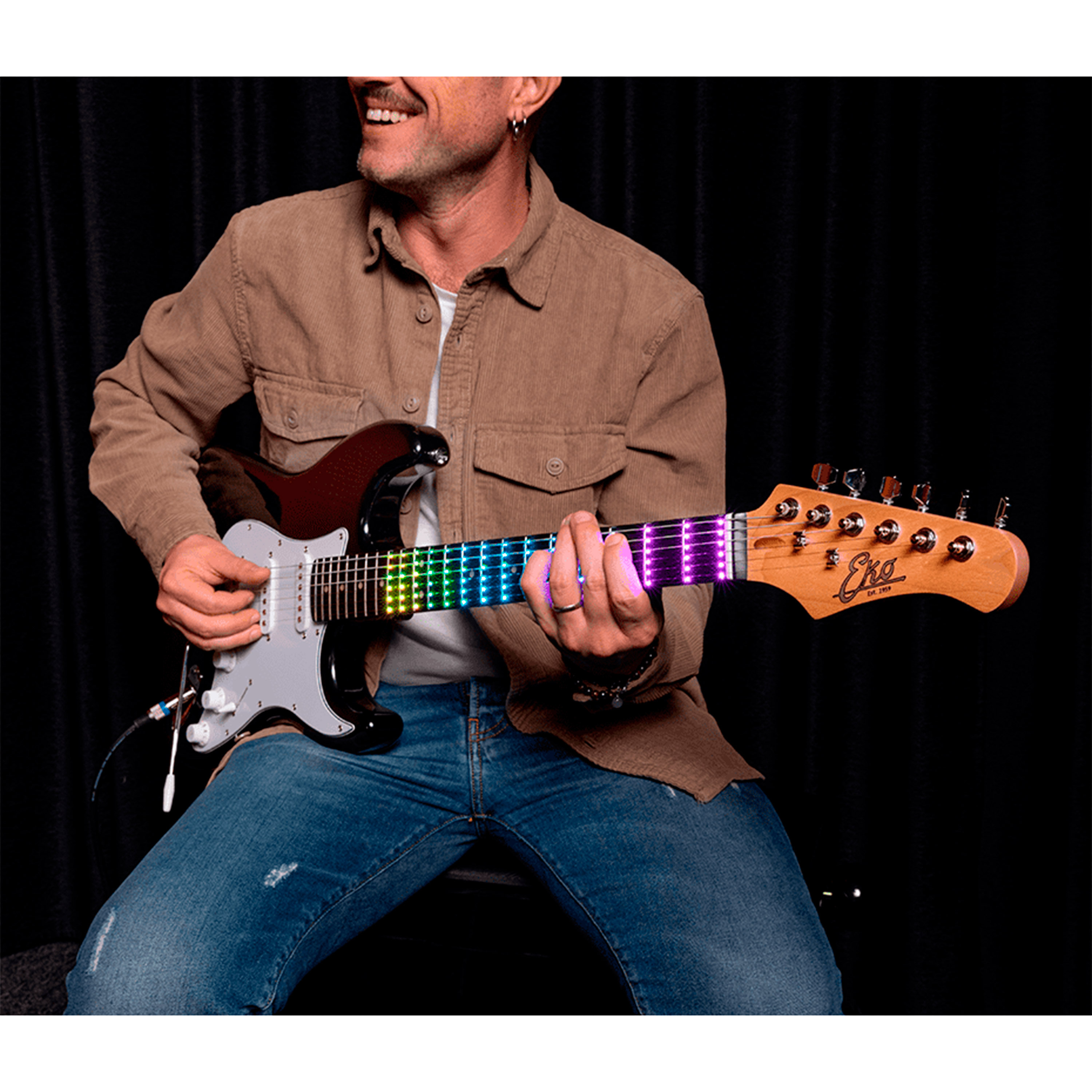 EKO S300 Metallic Blue Visual Note - Guitare forme ST SonoVente.com