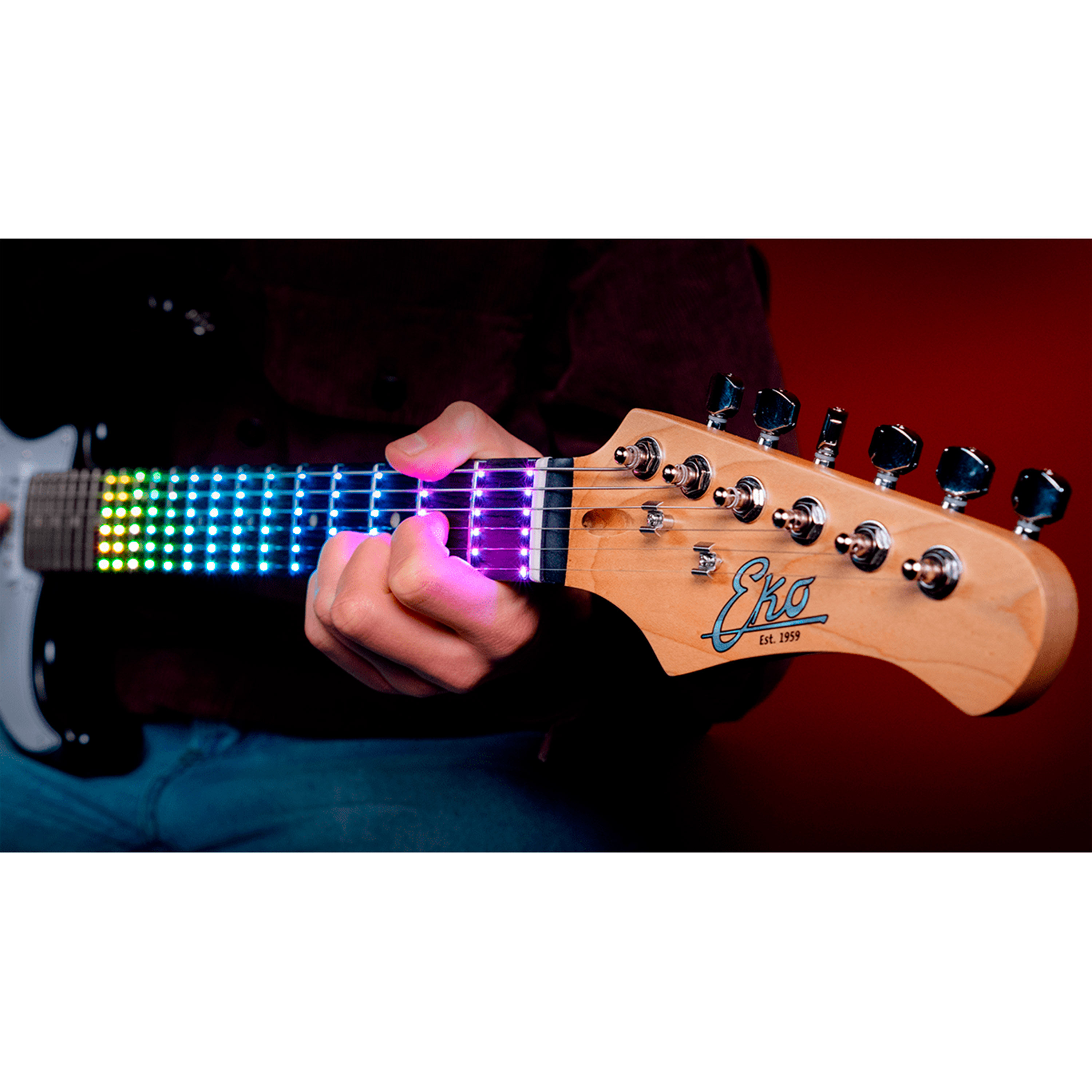 EKO S300 Metallic Blue Visual Note - Guitare forme ST SonoVente.com
