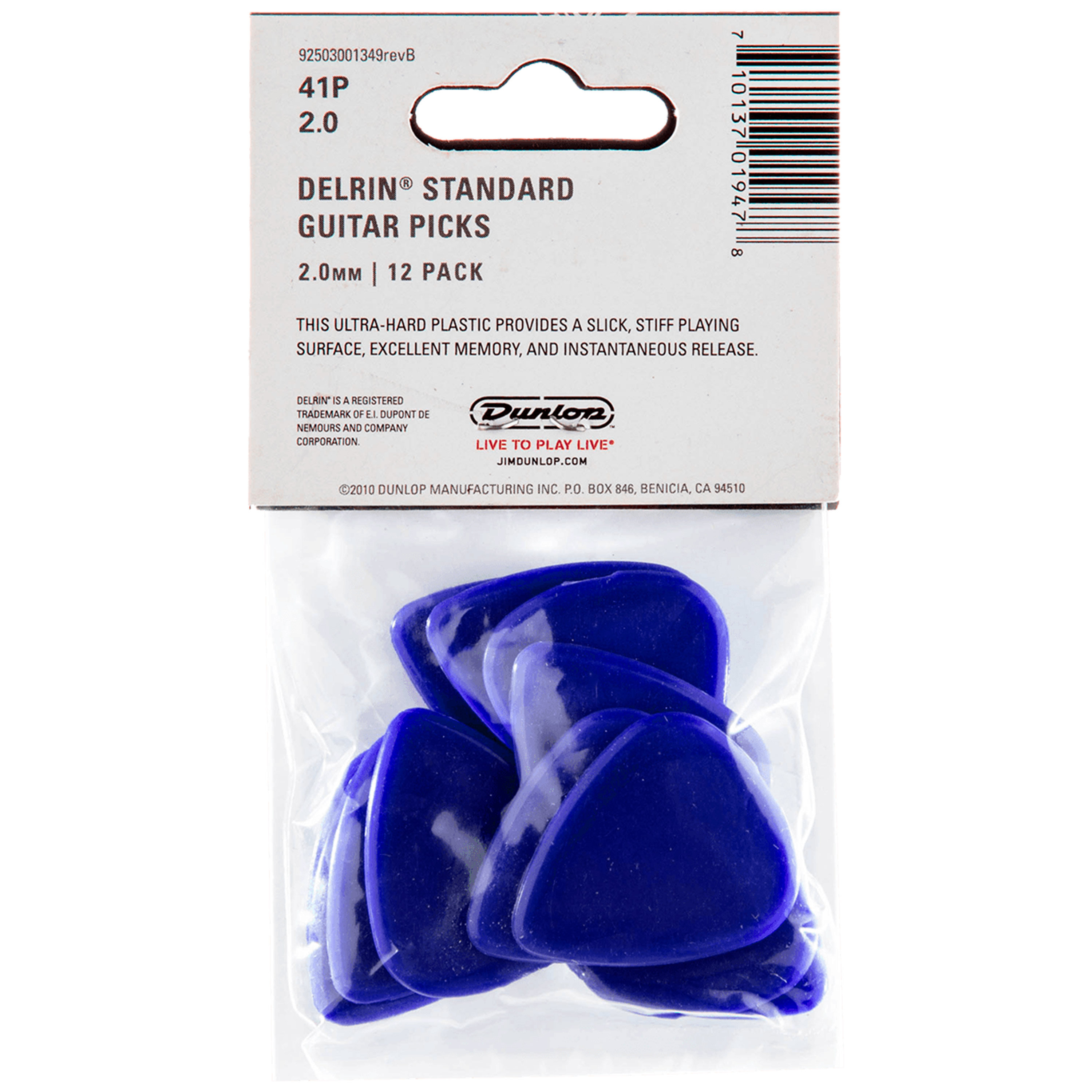 Dunlop 41P200 Delrin 500 2,00 mm Sachet de 12 - Picks SonoVente.com - en