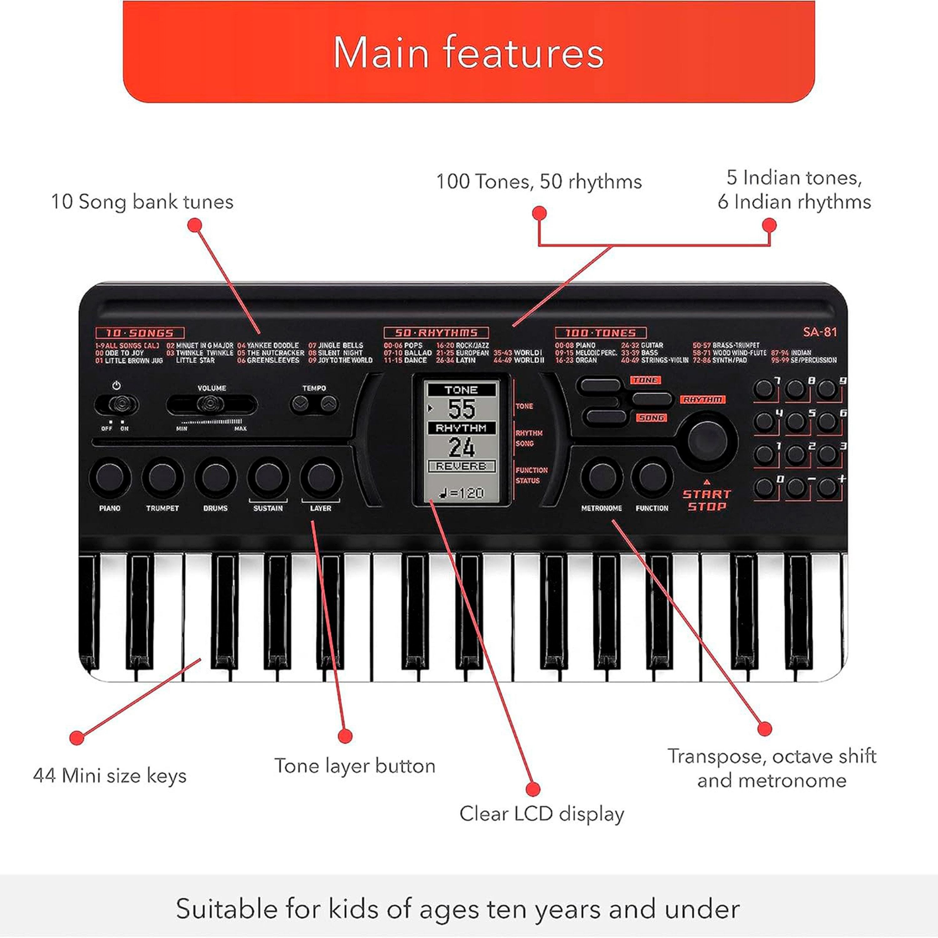Casio SA-81 - Clavier toucher dynamique SonoVente.com
