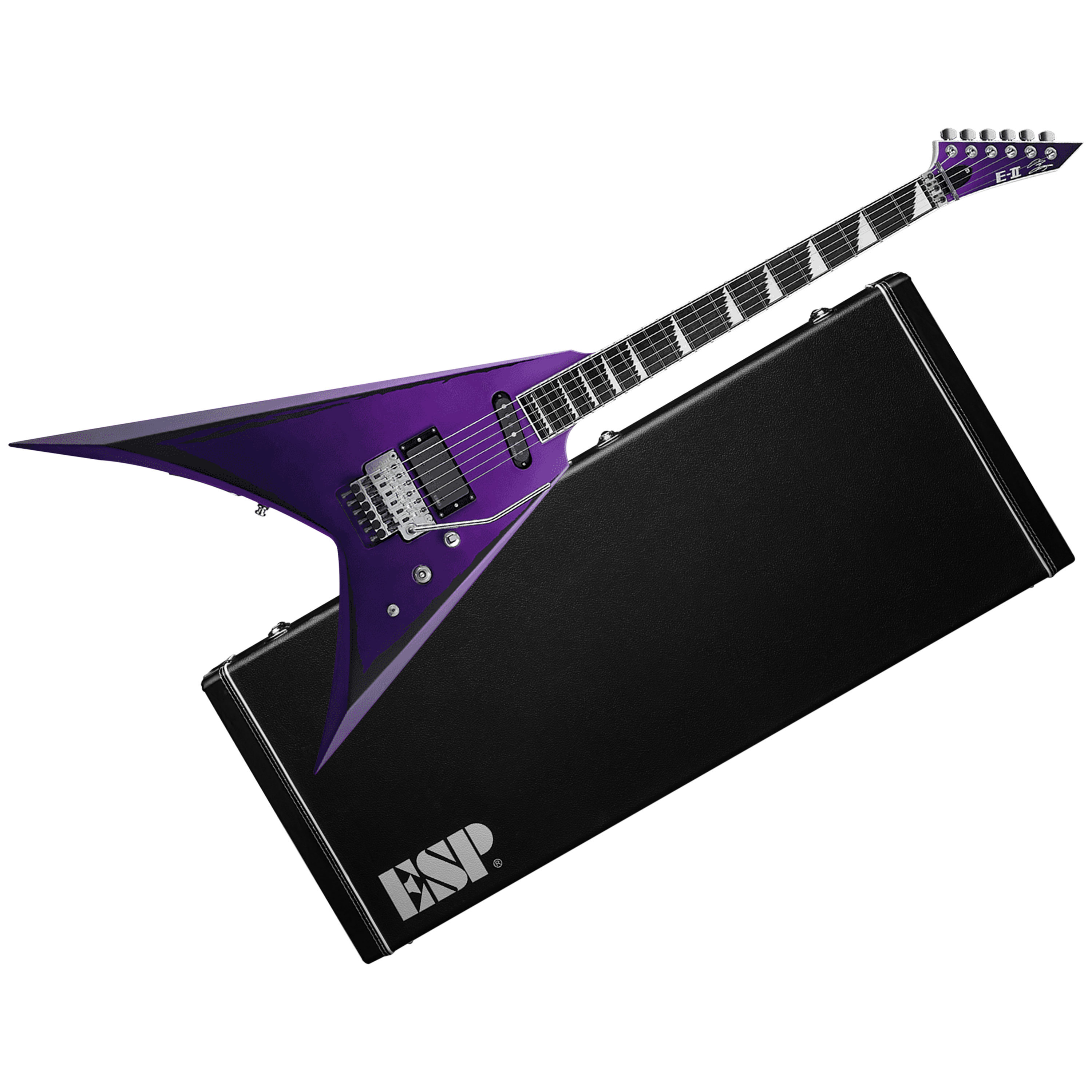 ESP E-II Alexi Ripped Purple Fade Satin + étui - Guitare flying V ...