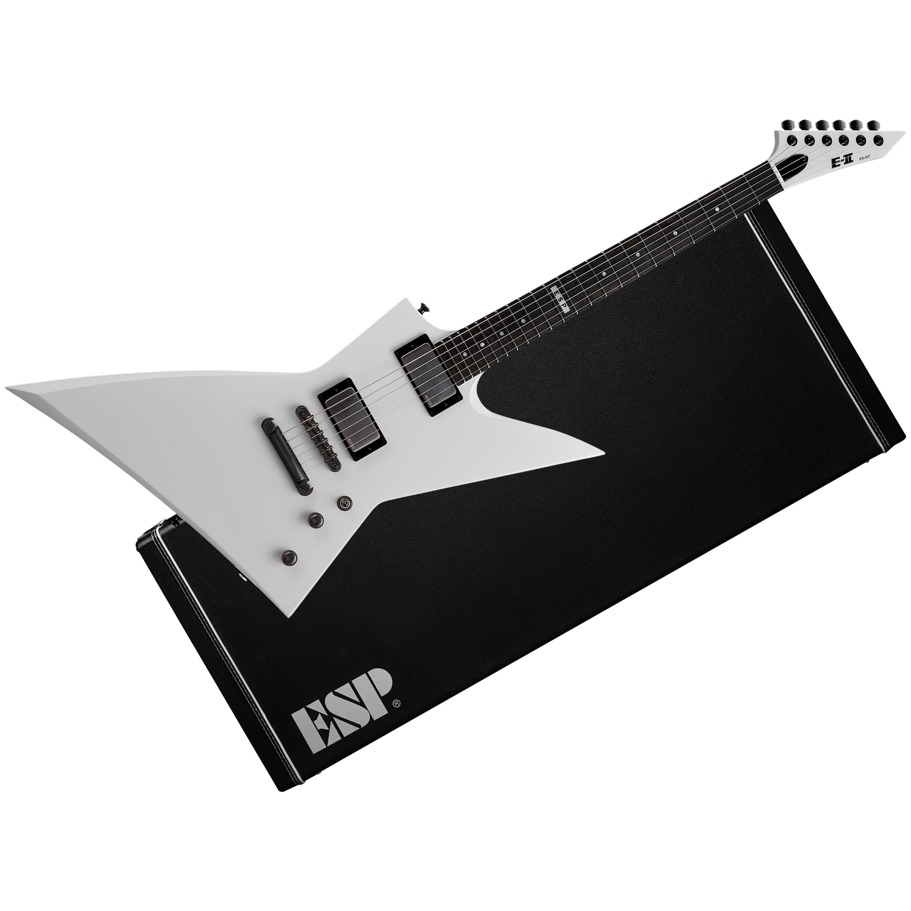 ESP E-II EX-NT Snow White + étui - Guitare explorer SonoVente.com