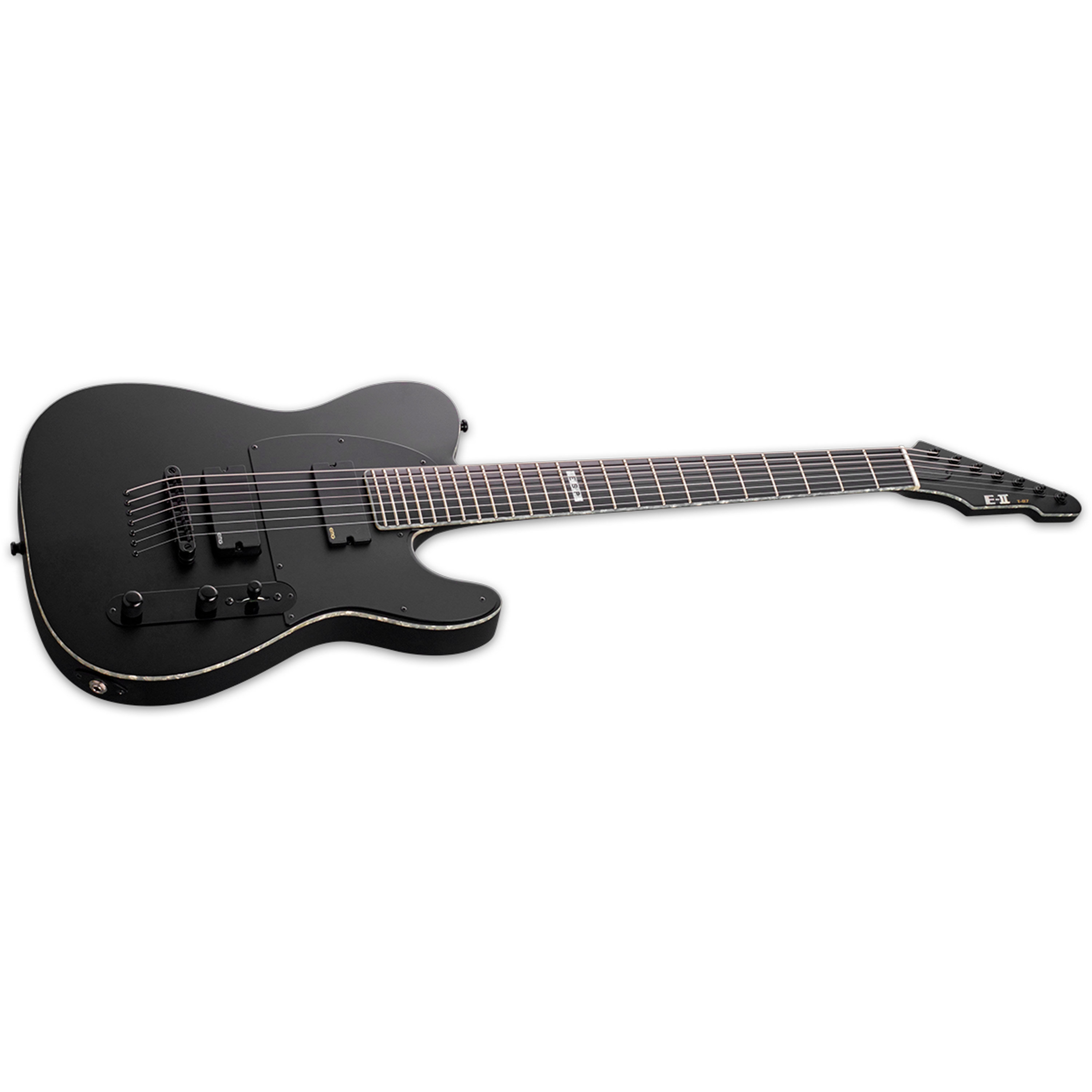 ESP E-II T-B7 Baritone Black Satin + étui - Guitare forme T SonoVente.com