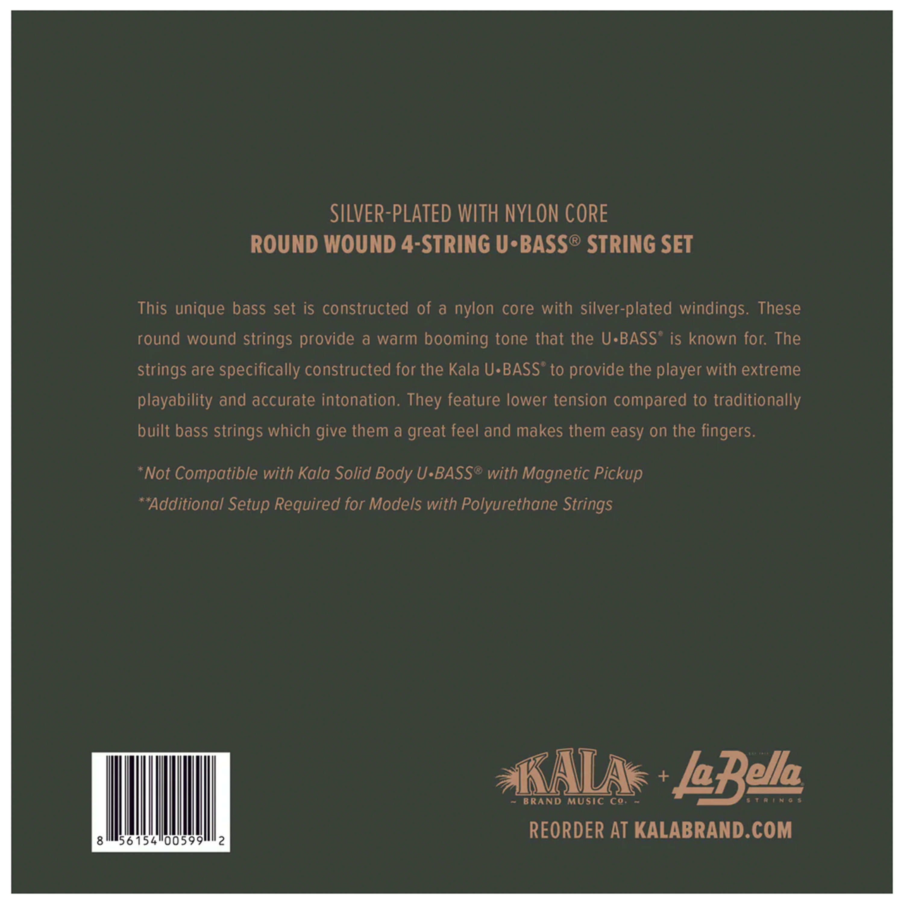 Kala Silver-Plated Round Wound 4 Bass String Set - Cordes guitare ...