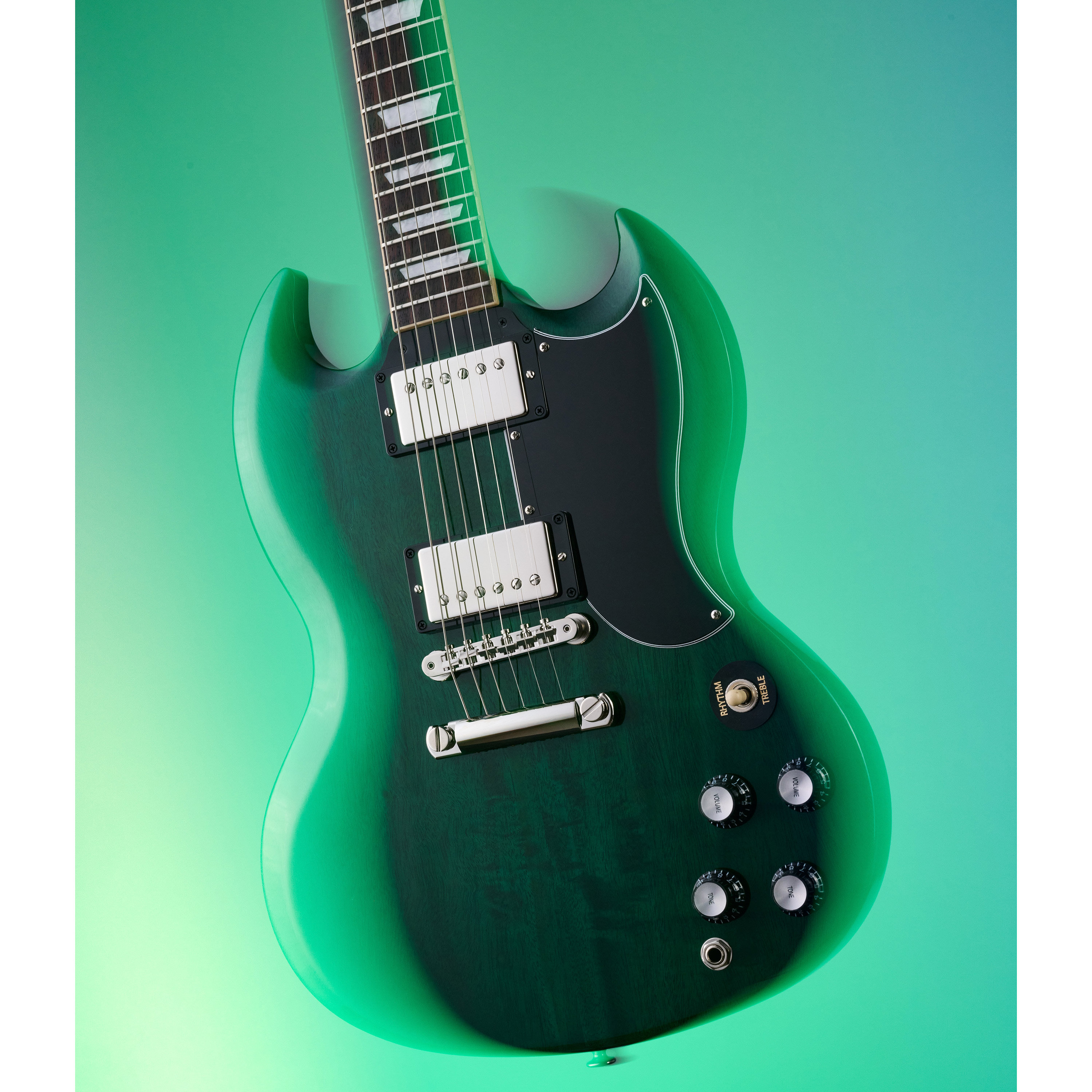 Gibson SG Standard 61 Custom Color Translucent Teal + Etui - Dubbel gesneden gitaar SonoVente ...