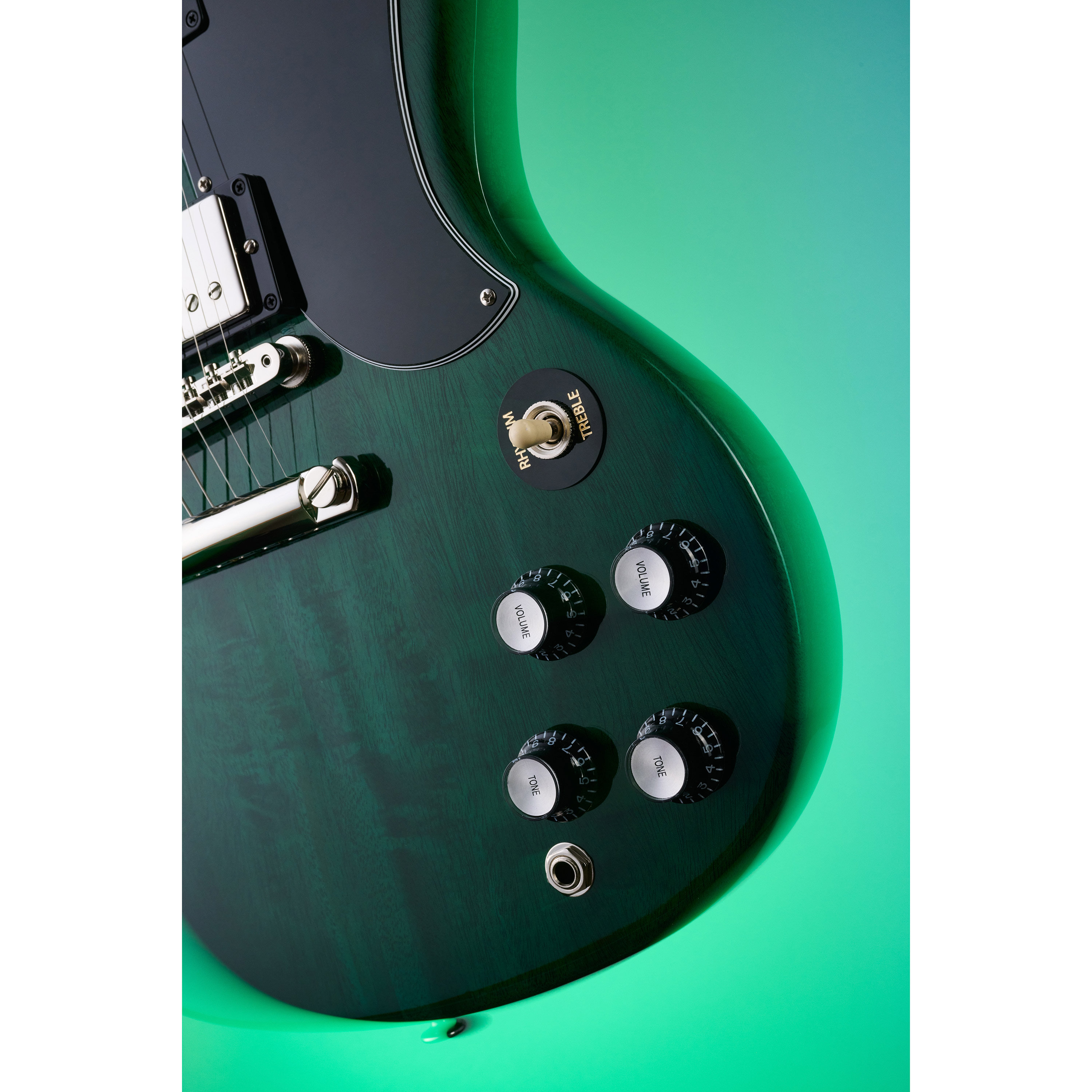 Gibson SG Standard 61 Custom Color Translucent Teal + Etui - Dubbel gesneden gitaar SonoVente ...