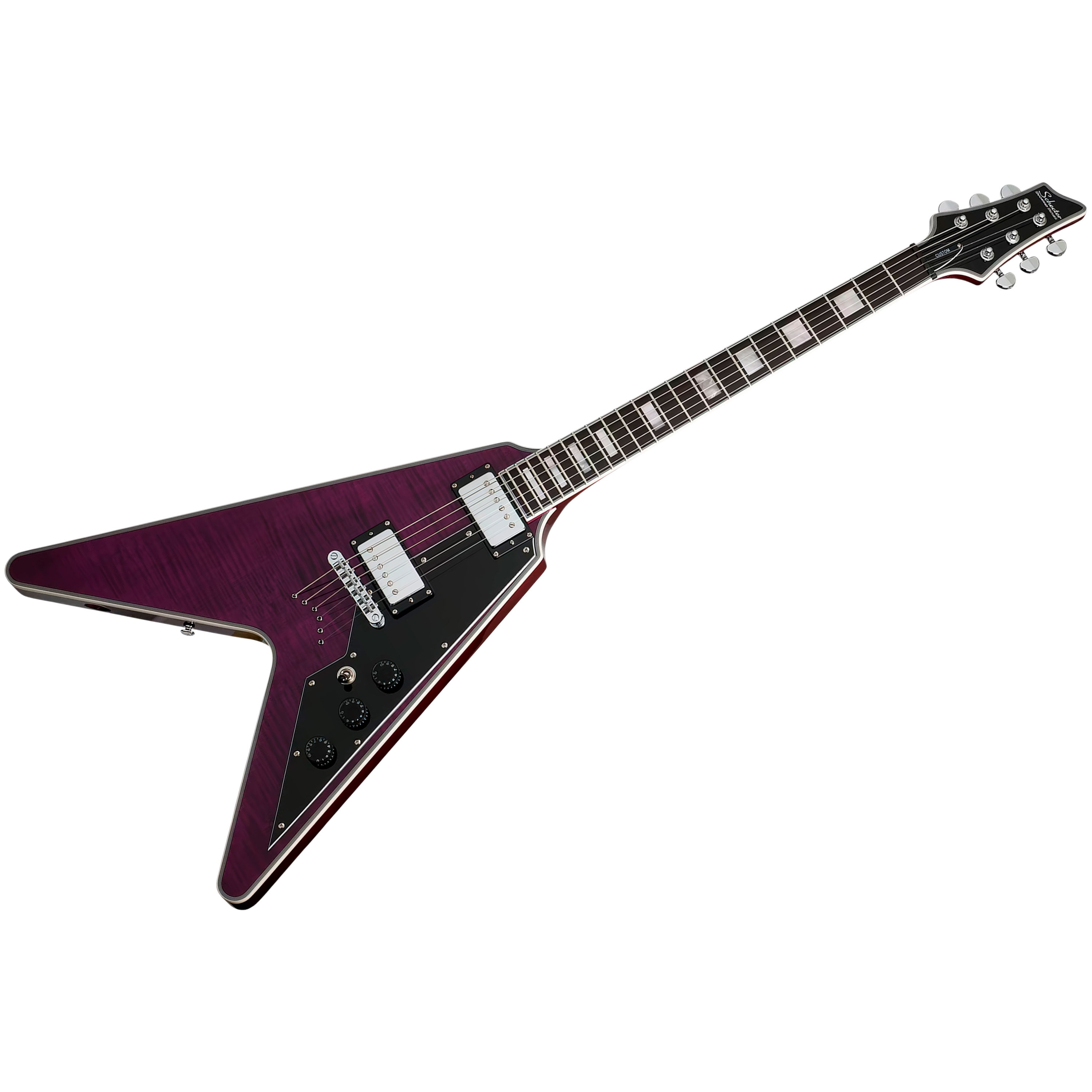 Schecter V-1 Custom Trans Purple Burst - Guitare flying V SonoVente.com