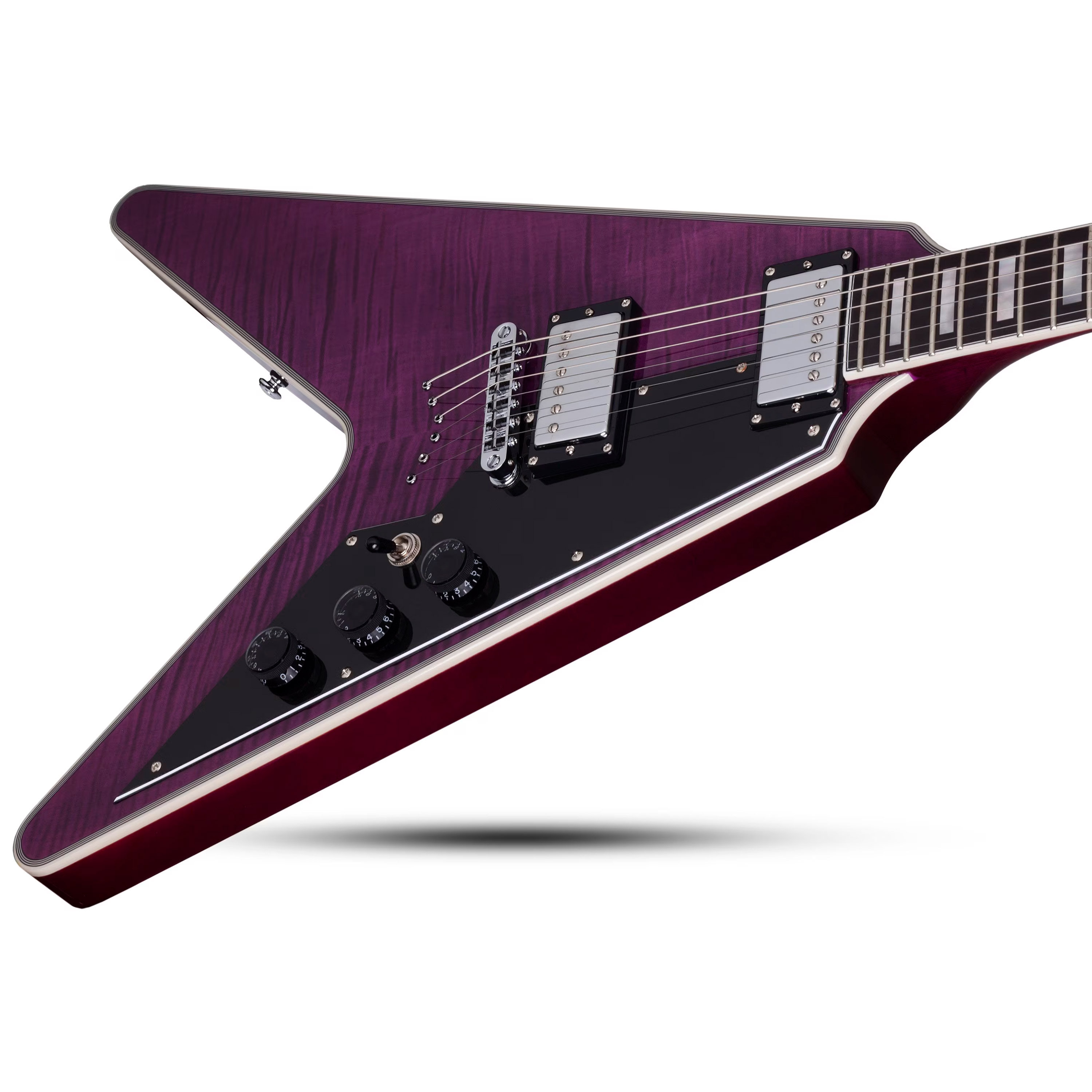 Schecter V-1 Custom Trans Purple Burst - Guitare flying V SonoVente.com