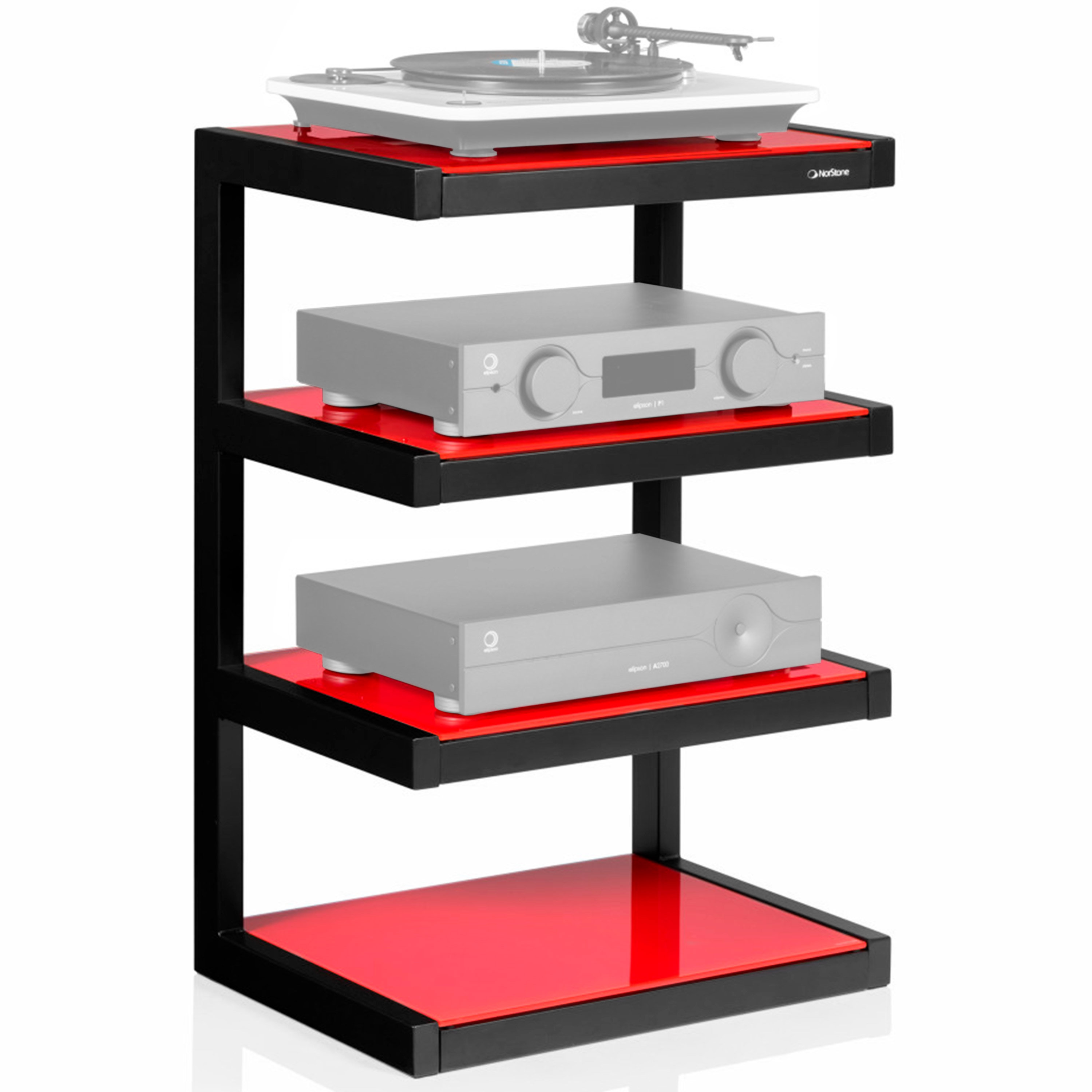 NorStone Esse HIFI Noir/Rouge - HiFi-meubels & statieven SonoVente.com - nl