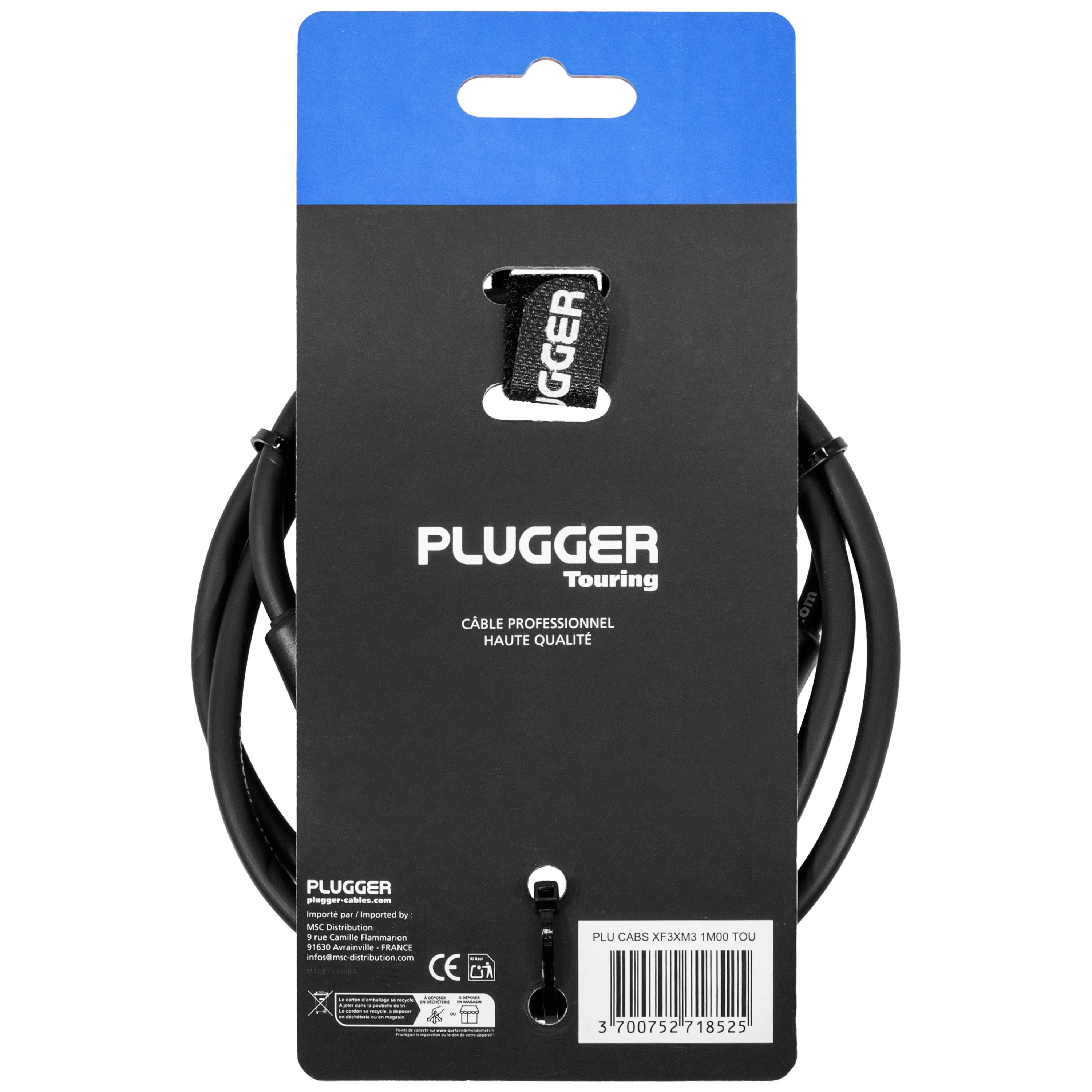 Plugger Câble XLR femelle 3b - XLR mâle 3b 1m Touring - Câble micro ...