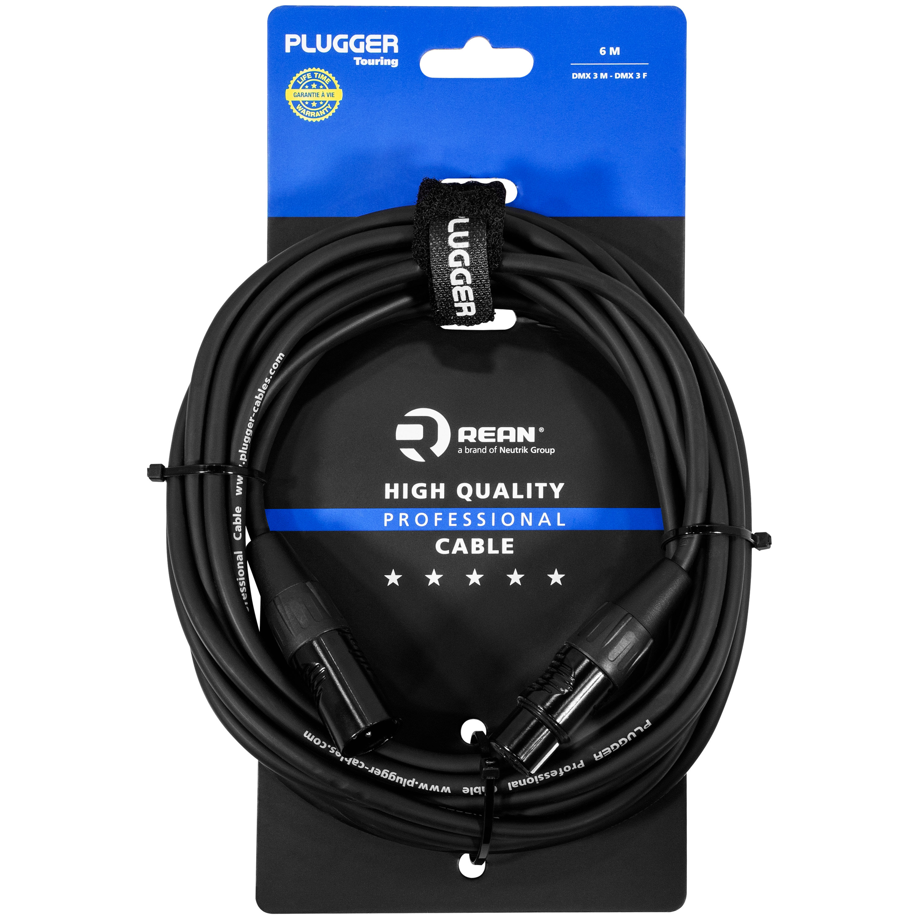 Plugger Câble DMX XLR femelle 3b - XLR mâle 3b 6m Touring - Câble DMX ...