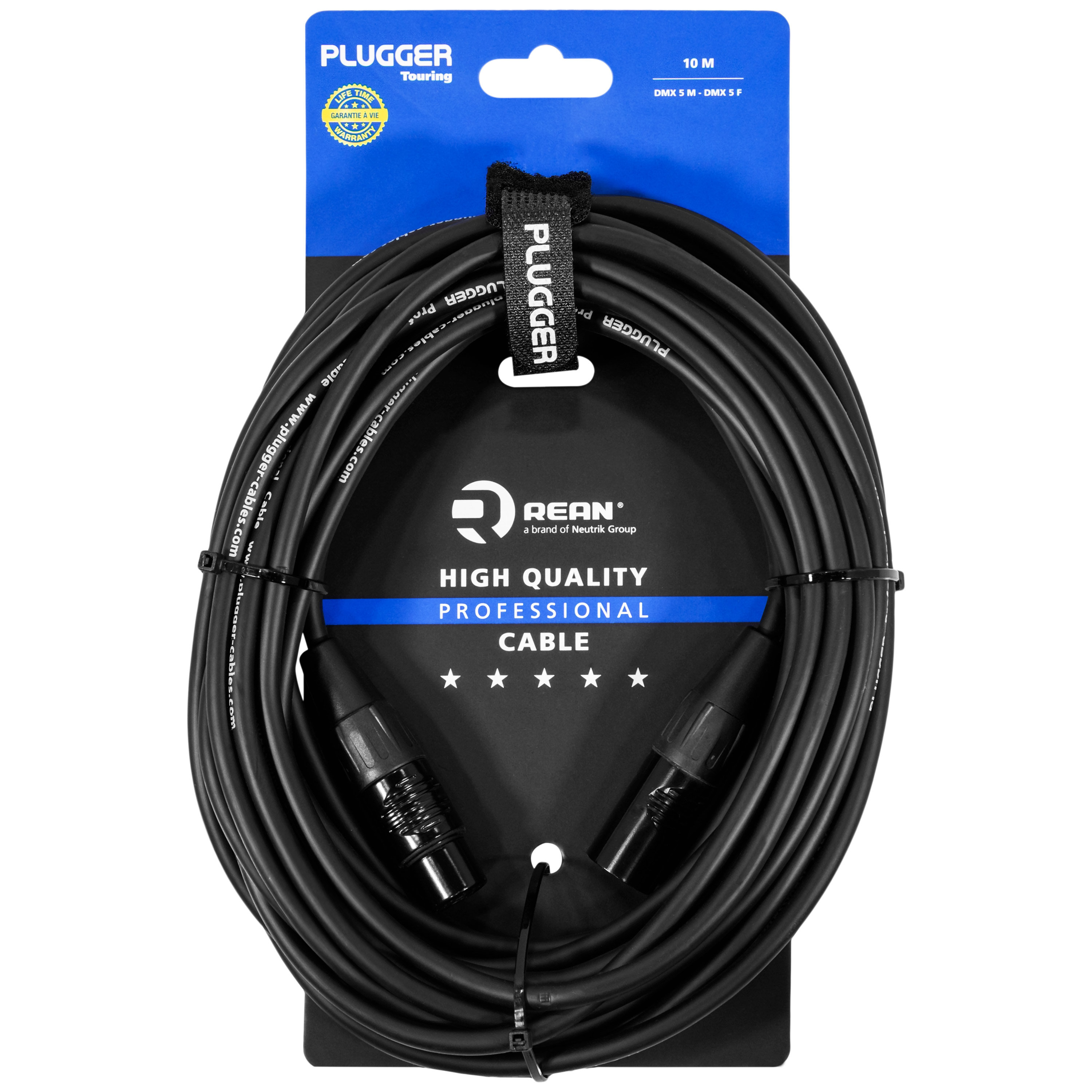 Plugger Câble DMX XLR femelle 5b - XLR mâle 5b 10m Touring - Câble DMX ...
