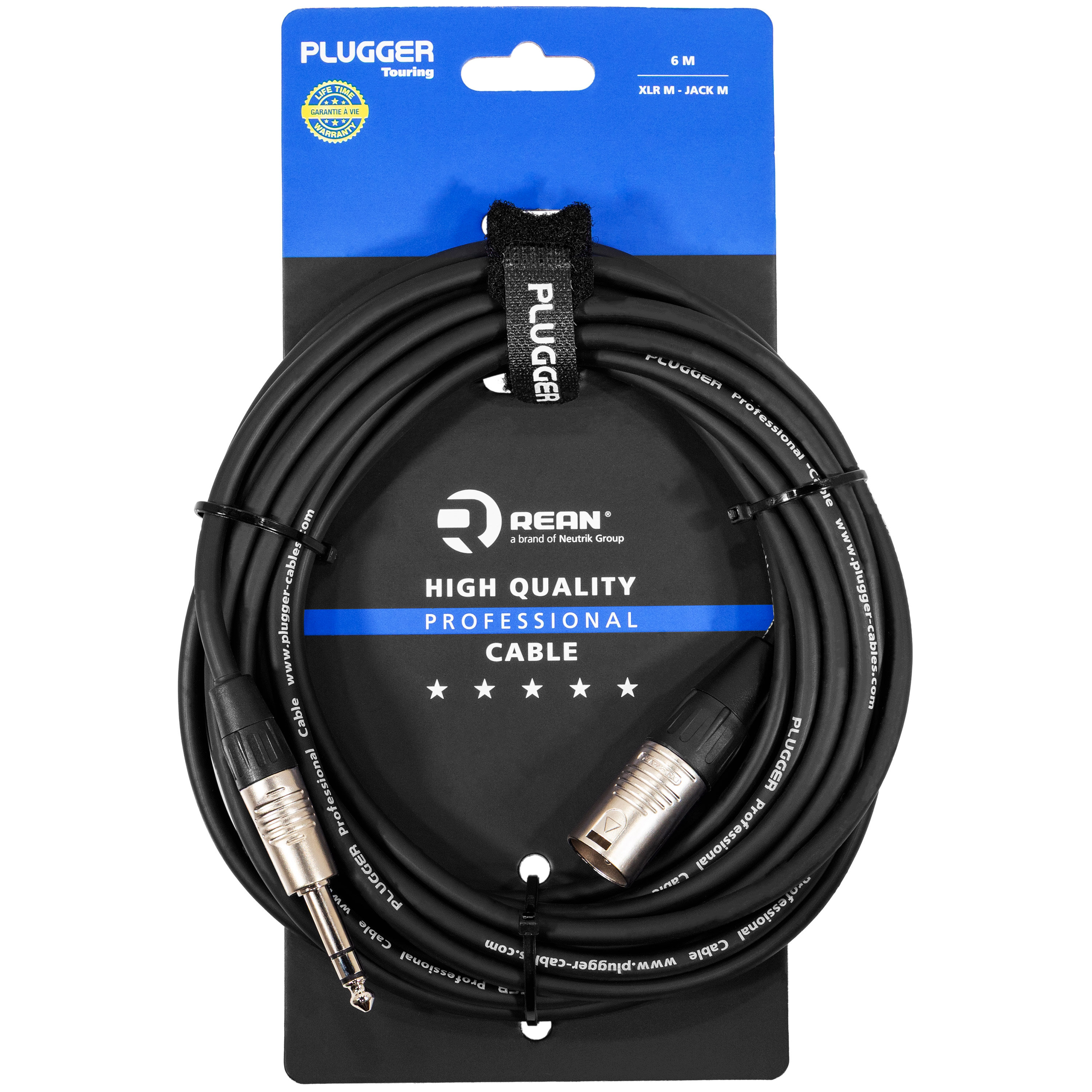 Plugger Câble XLR mâle 3b - Jack mâle stéréo 6m Touring - Câble micro ...